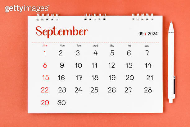 September 2024 Monthly desk calendar for 2024 year and pen. 이미지 ...