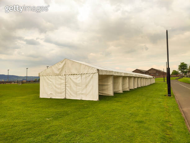 Empty event tents at gourock greenock near glasgow scotland england UK ...