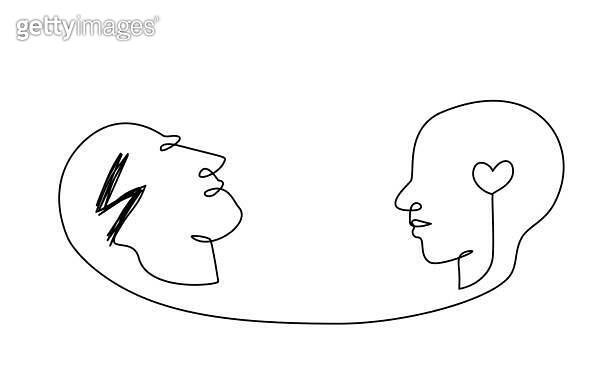 Two person with positive and negative emotion in understanding each ...