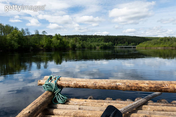 The view from log rafting adventure down the Klarälven River in ...