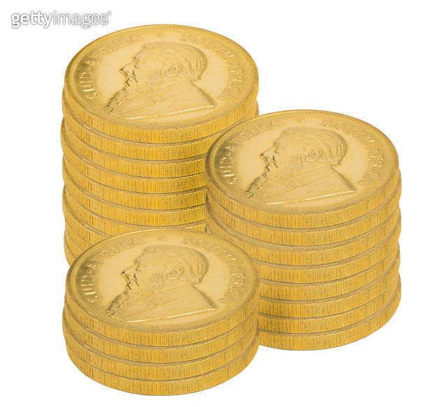Stack of Krugerrand gold coins 이미지 (2090027145) - 게티이미지뱅크