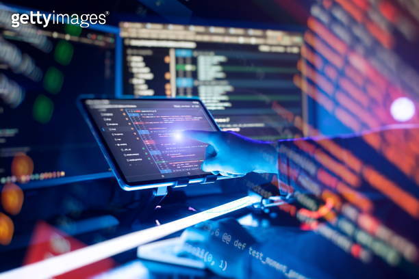 Programming code abstract screen of software developer. Working ...