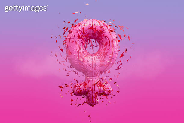 Women's Day 8 March with female symbol balloon, greeting card ...