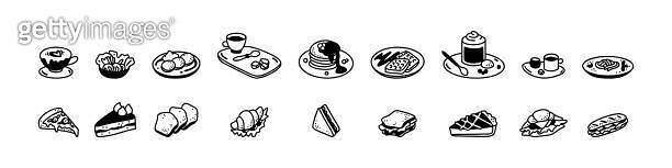 Minimalist breakfast design elements. Boho menu food set. Brunch, lunch ...