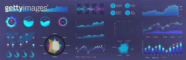 Blue dashboard infographic template. Visualization big data 이미지 ...