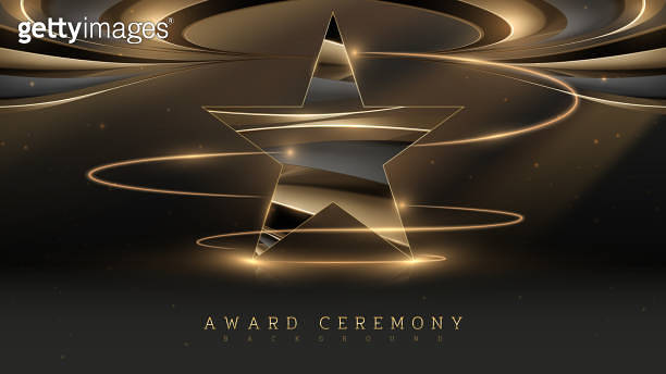 Elegant award ceremony background featuring a golden star and abstract ...
