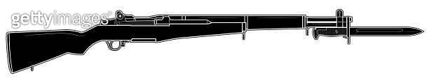 Vector illustration of the M1 Garand rifle with M1905 bayonet on the ...