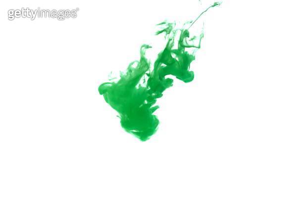 Green color dye melt on white background,Abstract smoke pattern,Colored ...