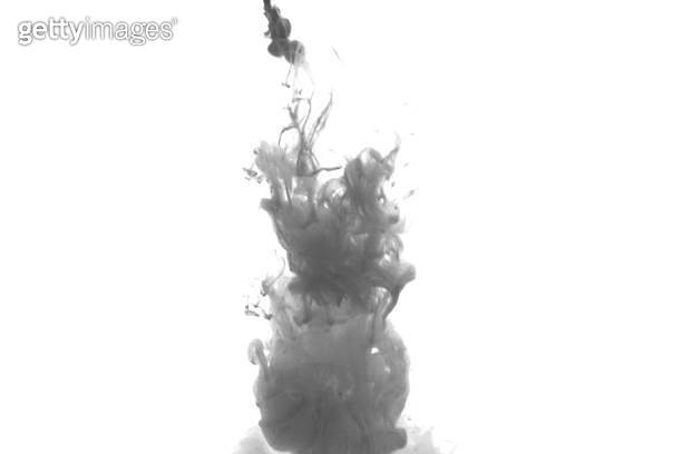 Black color-ink dye melt on white background,Abstract smoke pattern ...