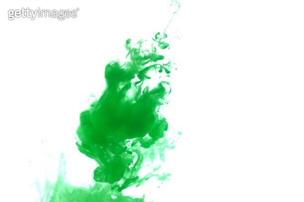 Green color dye melt on white background,Abstract smoke pattern,Colored ...
