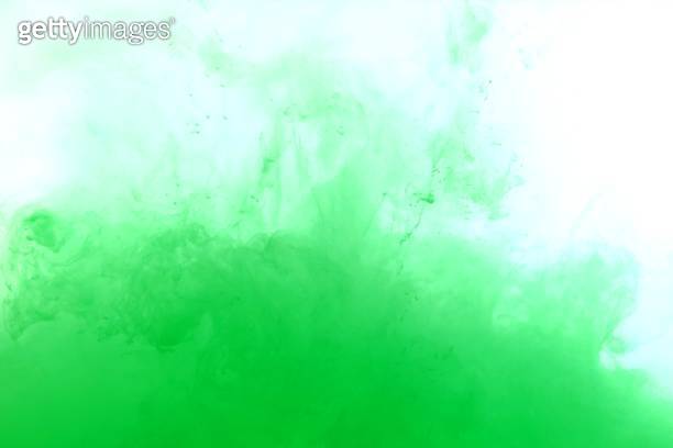 Green color dye melt on white background,Abstract smoke pattern,Colored ...