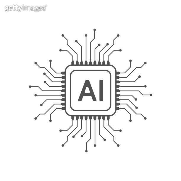 Artificial intelligence circuit line style. Machine learning design. Smart network digital ...