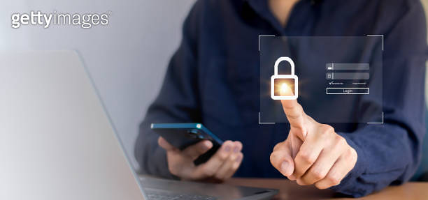 User authentication system with username and password cyber security concept Security technology ...