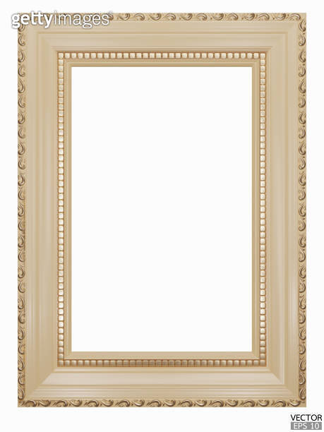 Realistic Ivory wooden vintage frame isolated on white background ...
