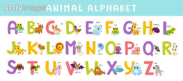 Cute english alphabet for kids with adorable animals. Bright Abc ...