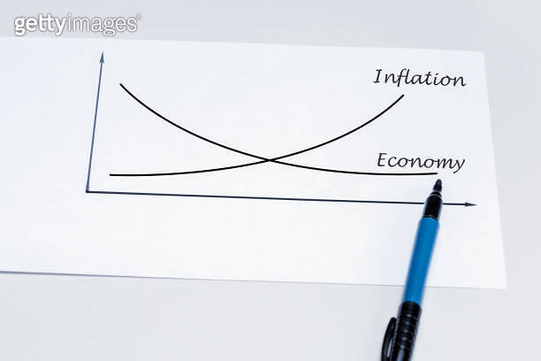 econimical crisis, inflation concept. chart of rising inflation and ...