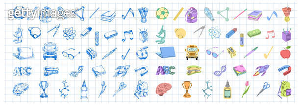 Back to School, flat style school supplies set. School object ...