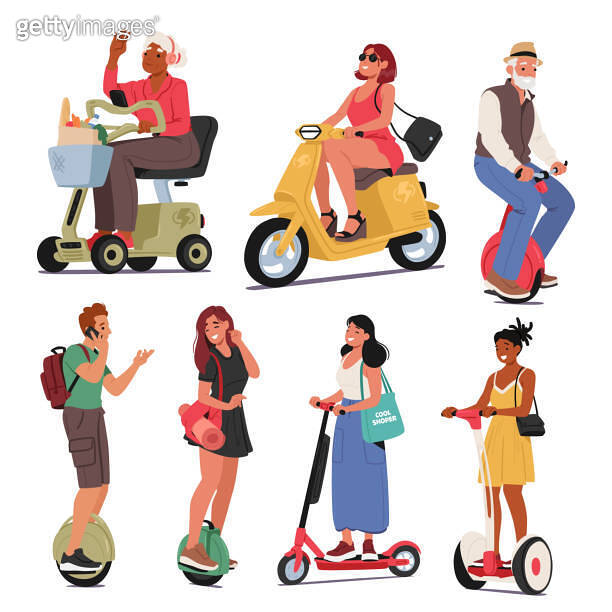 Characters Glide Through Cityscapes On Electric Scooters And Bikes ...