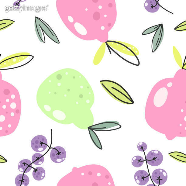 Seamless pattern with bright fruits, stylized fruits, pattern for ...