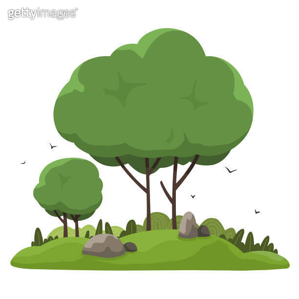 Tree, park. Gaming platform, cartoon forest landscape, 2d user ...