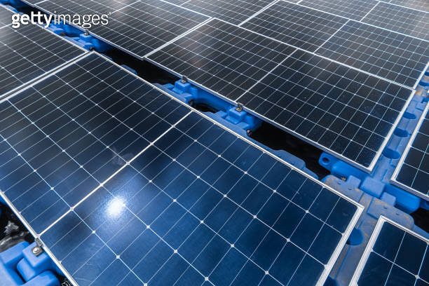 Floating Solar Panel. Solar photovoltaic panel PV System in Industry ...
