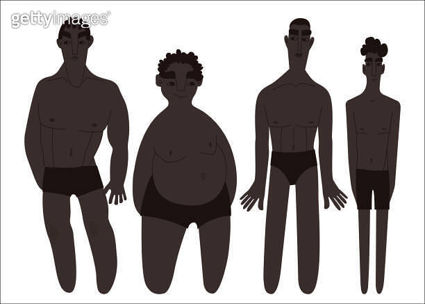 Flat African men in underwear portraits of different shapes and sizes ...