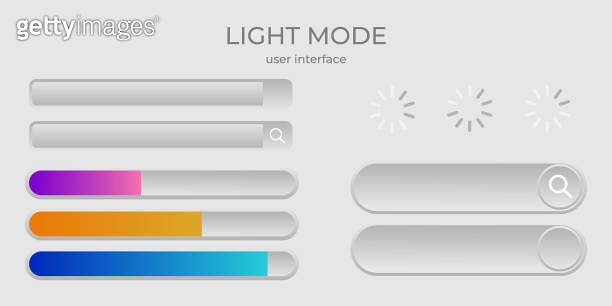 Light mode ui simple elegant minimalist set of buttons, loading bar ...