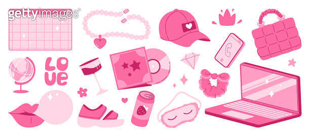 Pink core aesthetic set. 이미지 (1932746034) - 게티이미지뱅크