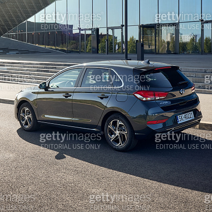 Hyundai i30 facelift, model 2020. Rear view, parked in front of the ...