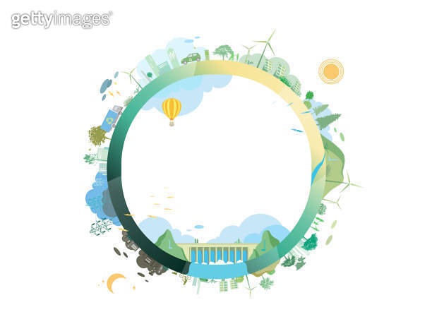 ESG and ECO friendly community A022 circle frame with green ...