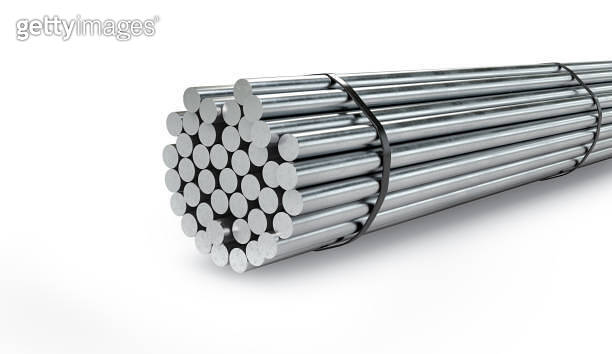 Stack of metal rods isolated on white background. 3d rendering 이미지 ...