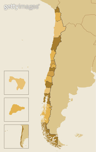 Chile High detailed map with Regions and national borders of Argentina ...