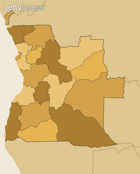 Angola High detailed map with Regions and national borders (2018426864 ...