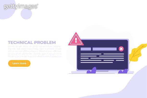 Concept of computer outage or failure due to server downtime, technical ...