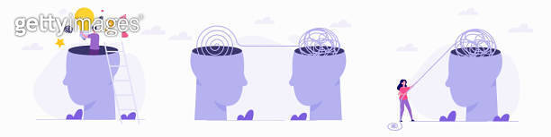 Head clearing, decoding and understanding problem, clear messy anxiety ...