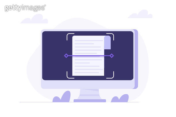 Document Text Recognition Concept: Depicts scanning a text file , using ...