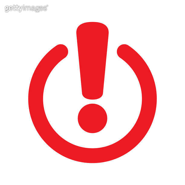 Red exclamation point round icon. Concept of big error or failure shape ...
