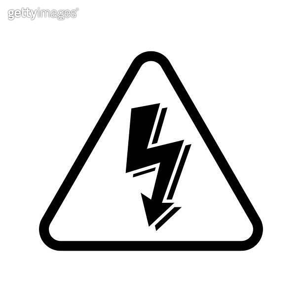 High voltage icon. Warning electricity symbol. Alert, hazard and danger ...