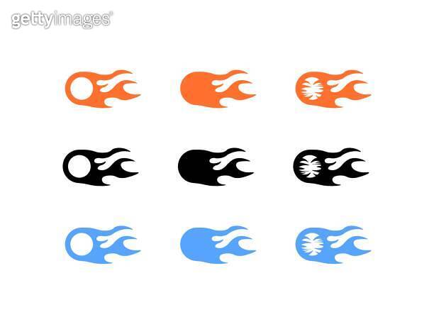 Fireball icon set. Flat and silhouette style. Vector icons 이미지 ...