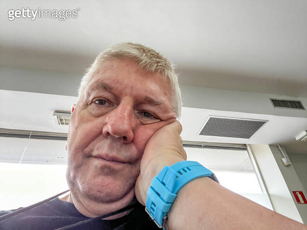 Senior Caucasian man selfie indoors looking fed up 이미지 (1910492853 ...