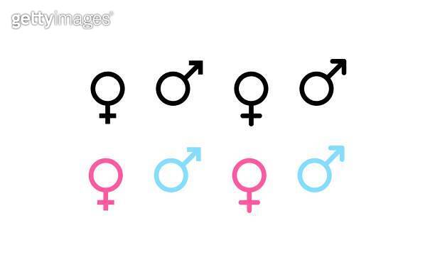 Gender icons. Different styles, male and female gender icons, gender ...