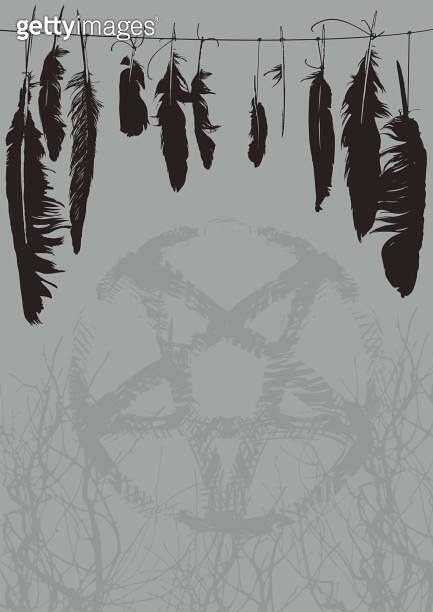 bird crow feathers and satanic pentagram magic runes (2181025241) 일러스트 ...