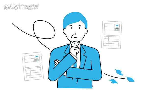 Illustration of manager who is at loss because there are few applicants ...