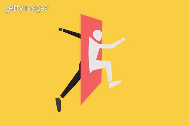 Businessman escape from trap. concept of escape from comfort zone ...