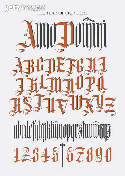Gothic font. Full set of capital, small letters and numbers (2169839052 ...
