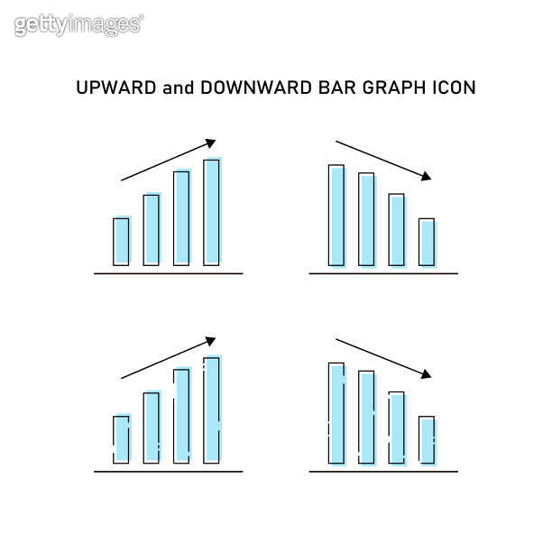 Upward and downward bar graph icon set 이미지 (2149232997) - 게티이미지뱅크