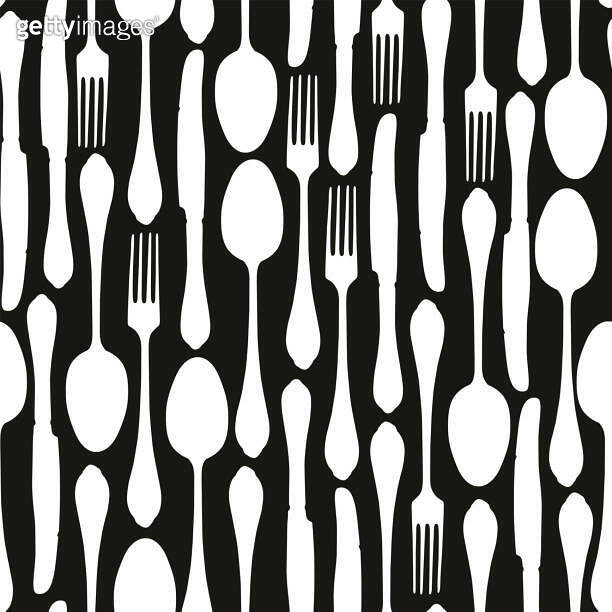 seamless pattern with cutlery fork spoon and knife 이미지 (2154359694 ...
