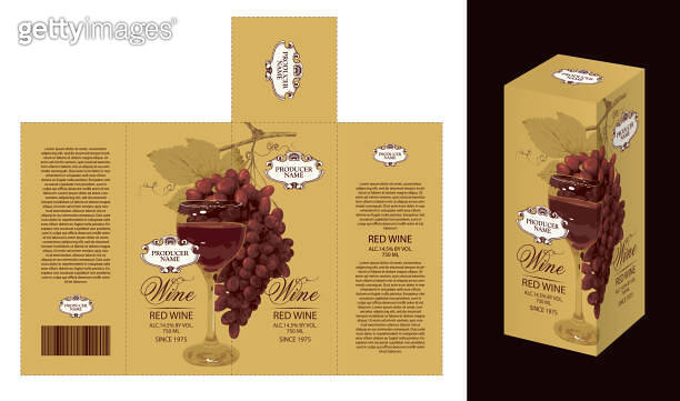 label layout of a tetra pack pattern for wine (2156888199) 일러스트, 무료 ...