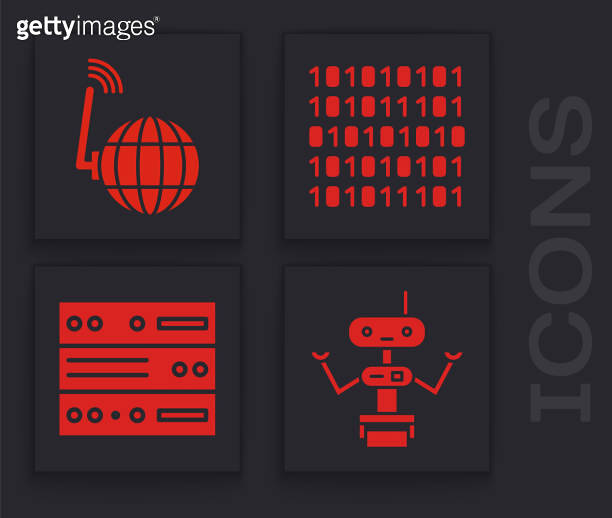 Set Robot, Social network, Binary code and Server, Data, Web Hosting ... Set Robot, Social network, Binary code and Server, Data, Web Hosting ...