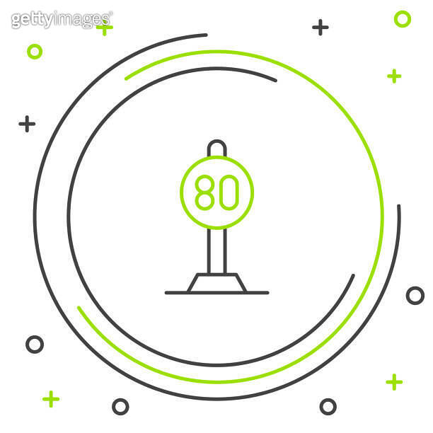 Line Speed limit traffic sign 80 km icon isolated on white background ...